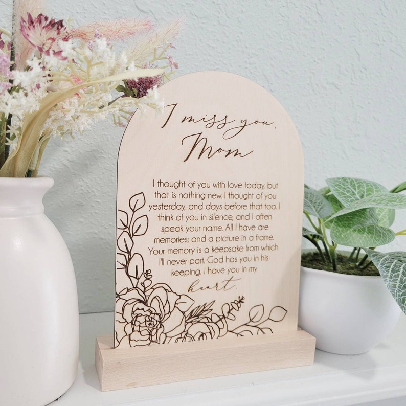 Mom Mother Memorial Wood Engraved Sign Plaque I Miss You - Etsy