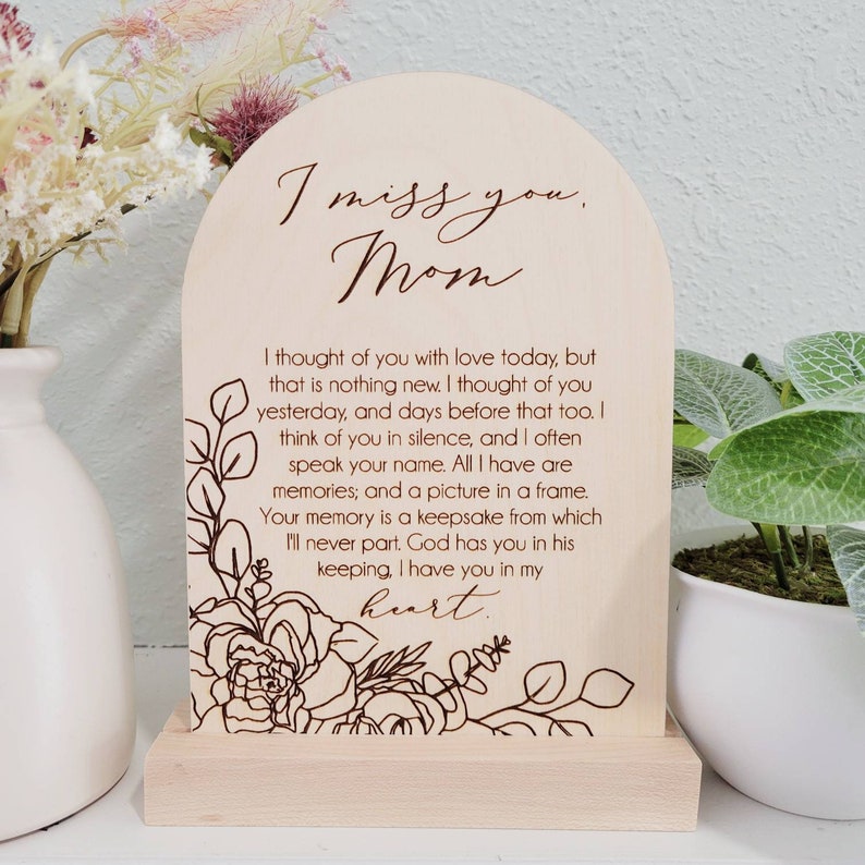 Mom Mother Memorial Wood Engraved Sign Plaque I Miss You - Etsy