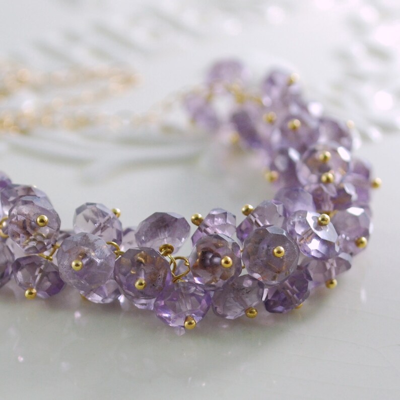 Genuine Amethyst Necklace, Gemstone Cluster, Gold or Silver Wedding ...