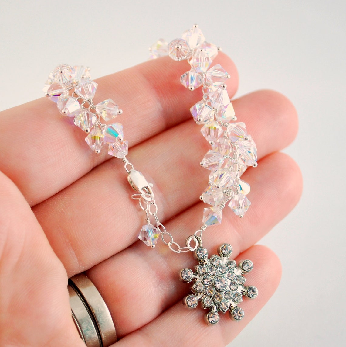 Winter Wedding Bracelet Bridal Jewelry With AB Swarovski - Etsy