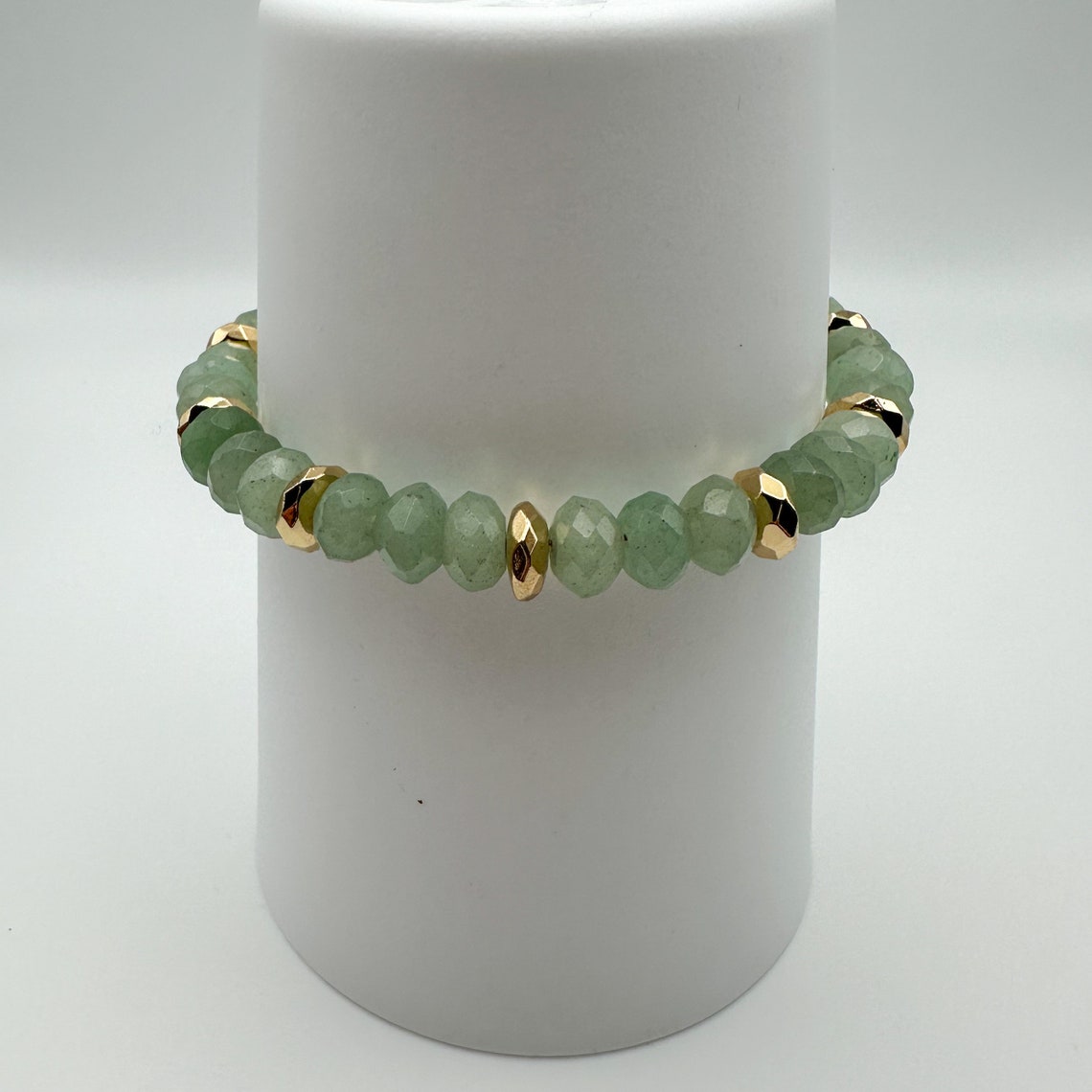 Light Green Agate and Gold Hematite Bracelet - Etsy