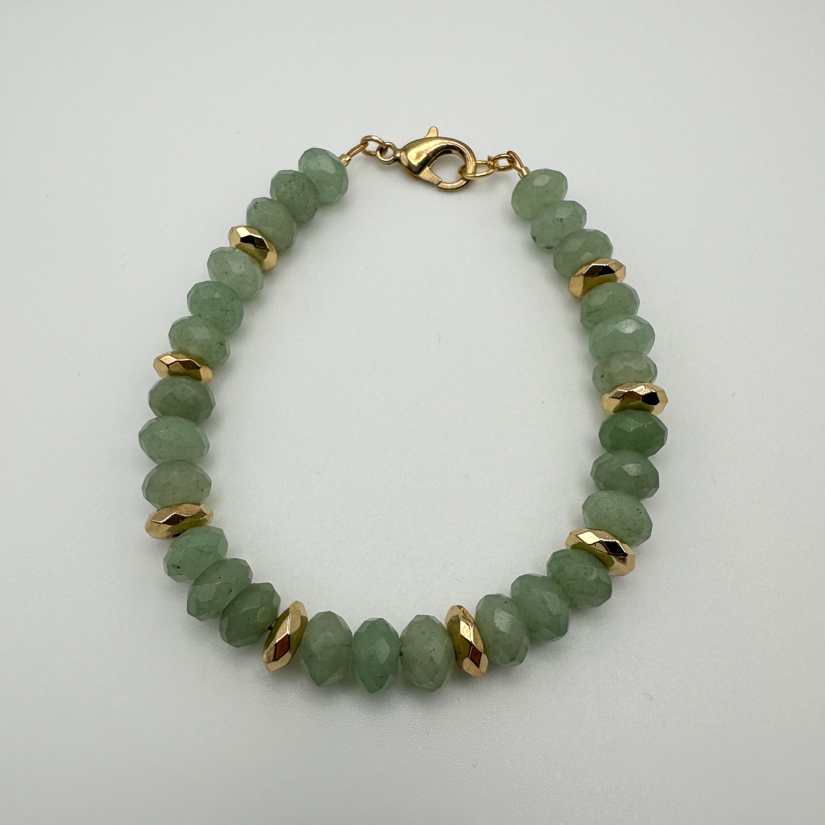 Light Green Agate and Gold Hematite Bracelet - Etsy