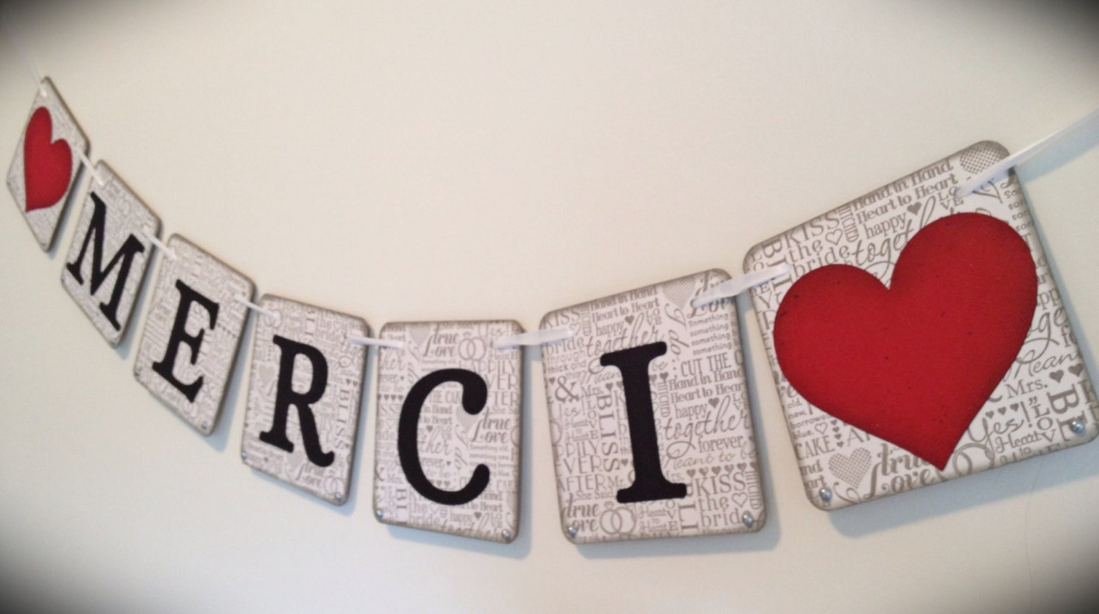 Merci Wedding Garland Sign Banner France Sign Thank You in France Grey ...