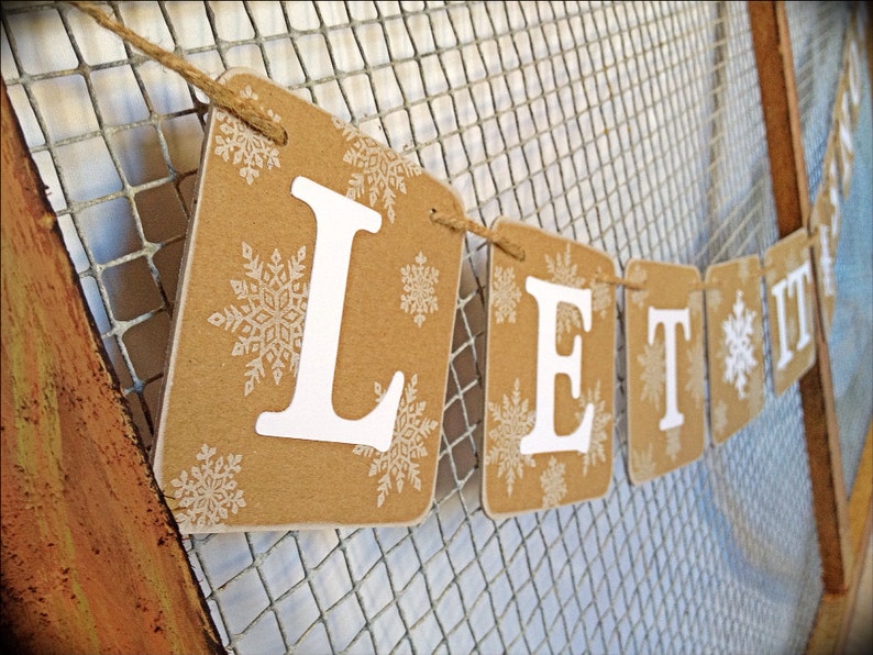 LET IT Snow" Chipboard Banner - Christmas Banner - Rustic Christmas ...