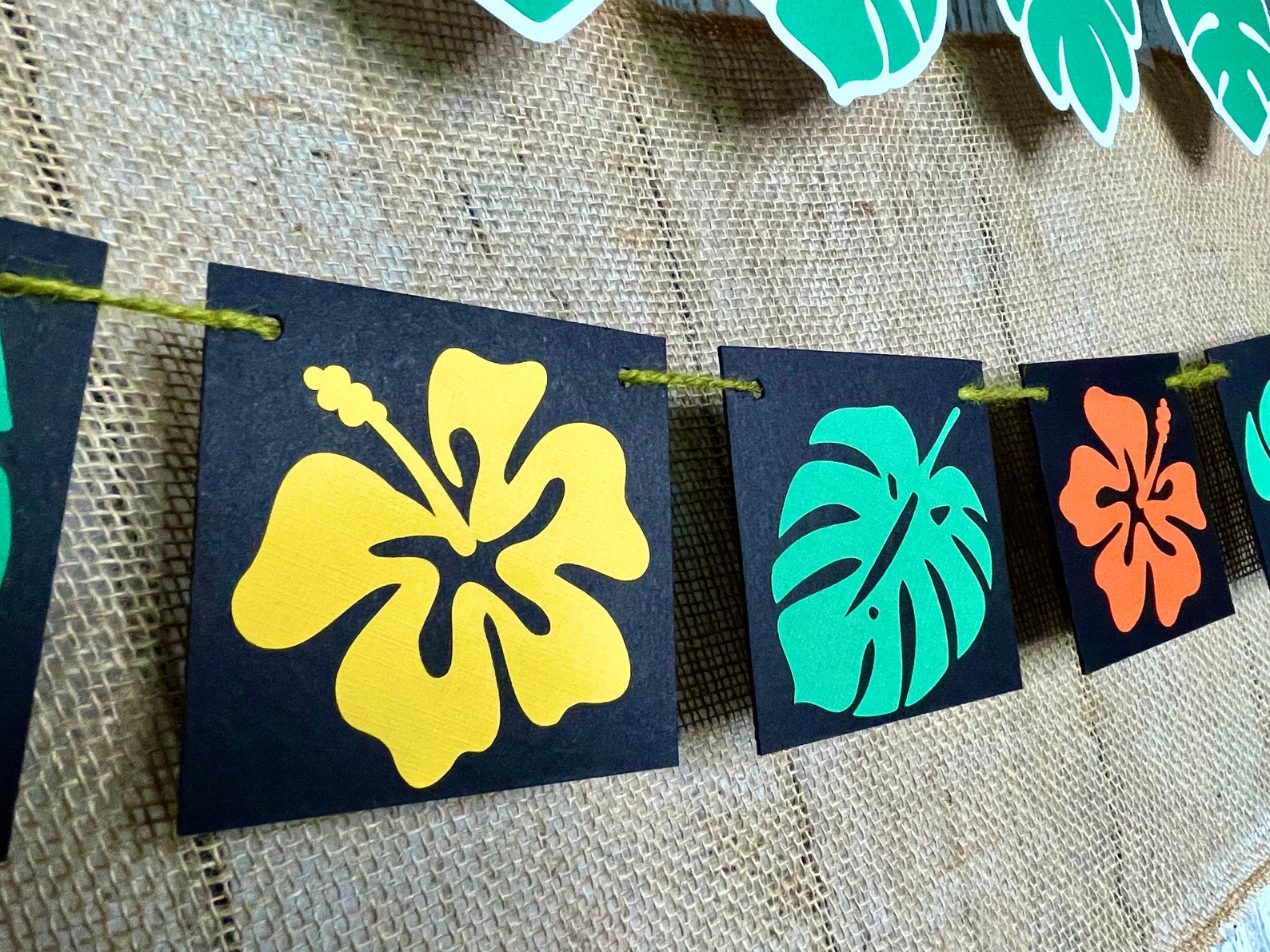Hawaiian Banner-tropical Party-wedding Decoration-monstera - Etsy