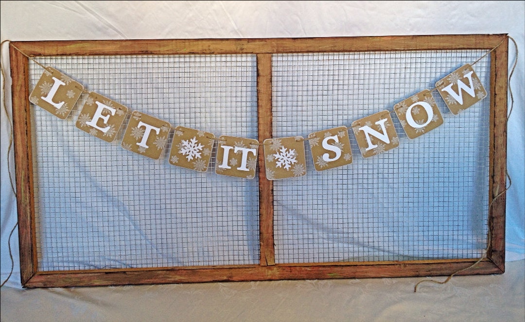 LET IT Snow" Chipboard Banner - Christmas Banner - Rustic Christmas ...