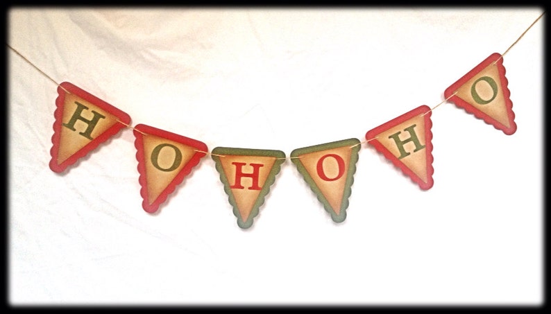 HO HO HO Christmas Garland Christmas Banner Vintage - Etsy