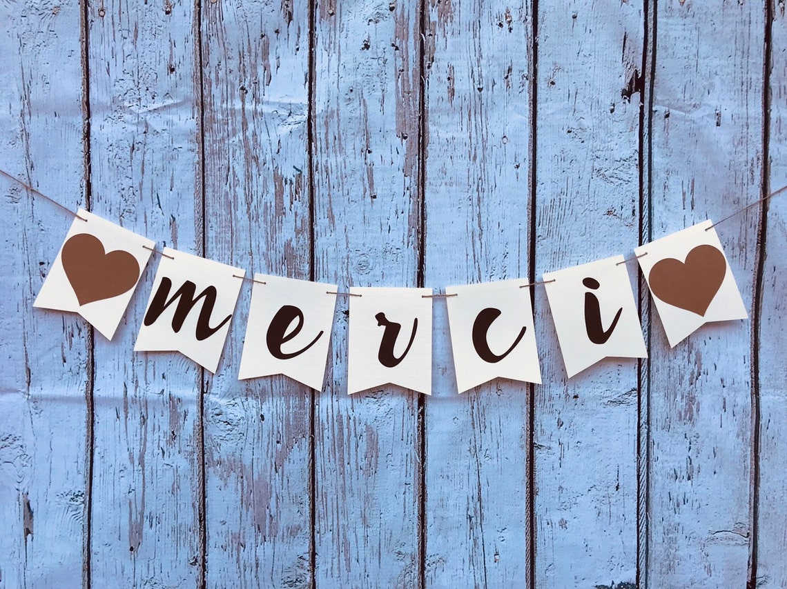MERCI Wedding banner Thank you Banner Ivory and | Etsy