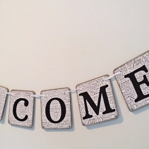 WELCOME " Sign/banner - 5" X 5" in - Gray Banner - Wedding - Graduation ...