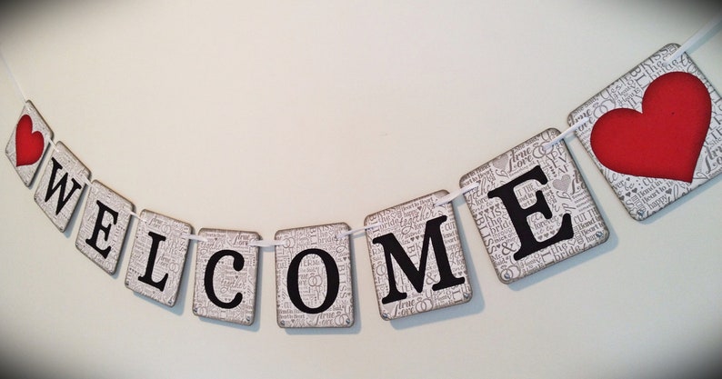 WELCOME Sign/banner 5 X 5 in Gray - Etsy