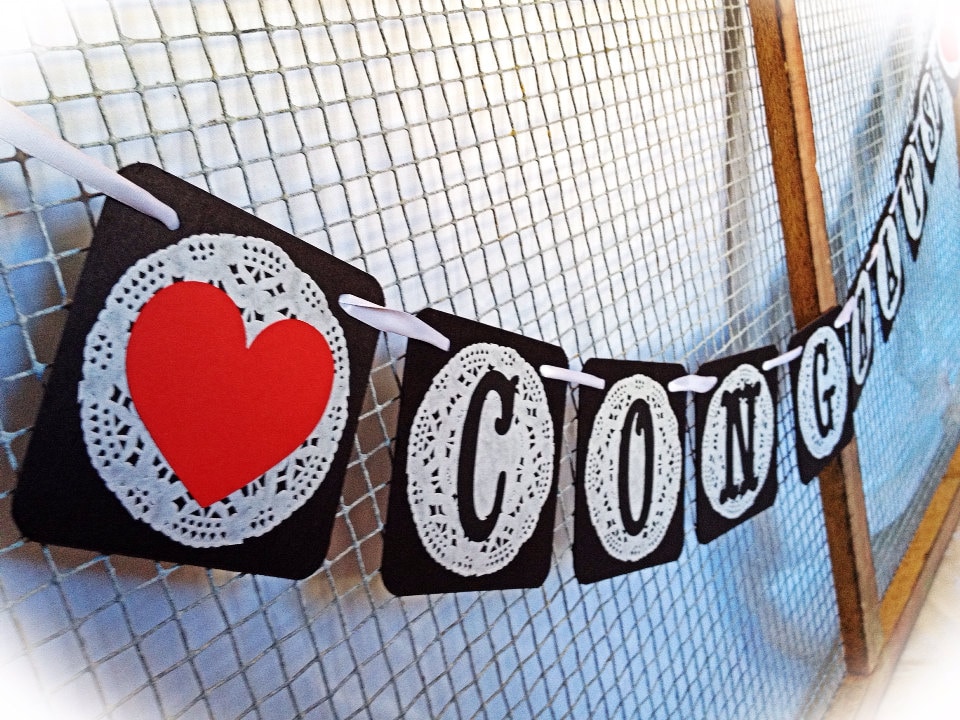 CONGRATS Chipboard 4 X 4 Sign/banner White and Black Anniversary ...