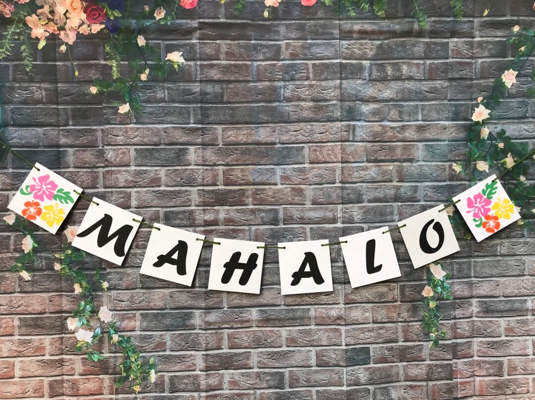 Mahalo Banner: Hawaiian Tropical Theme Party Decor - Etsy