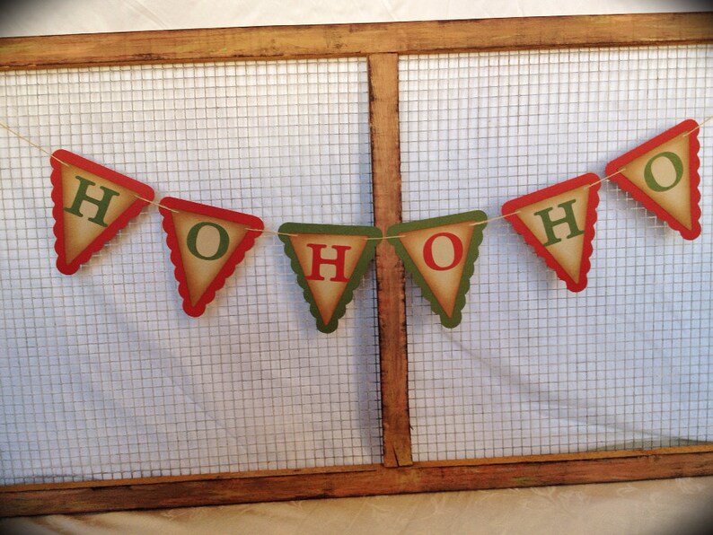 HO HO HO " Christmas Garland - Christmas Banner - Vintage Christmas ...