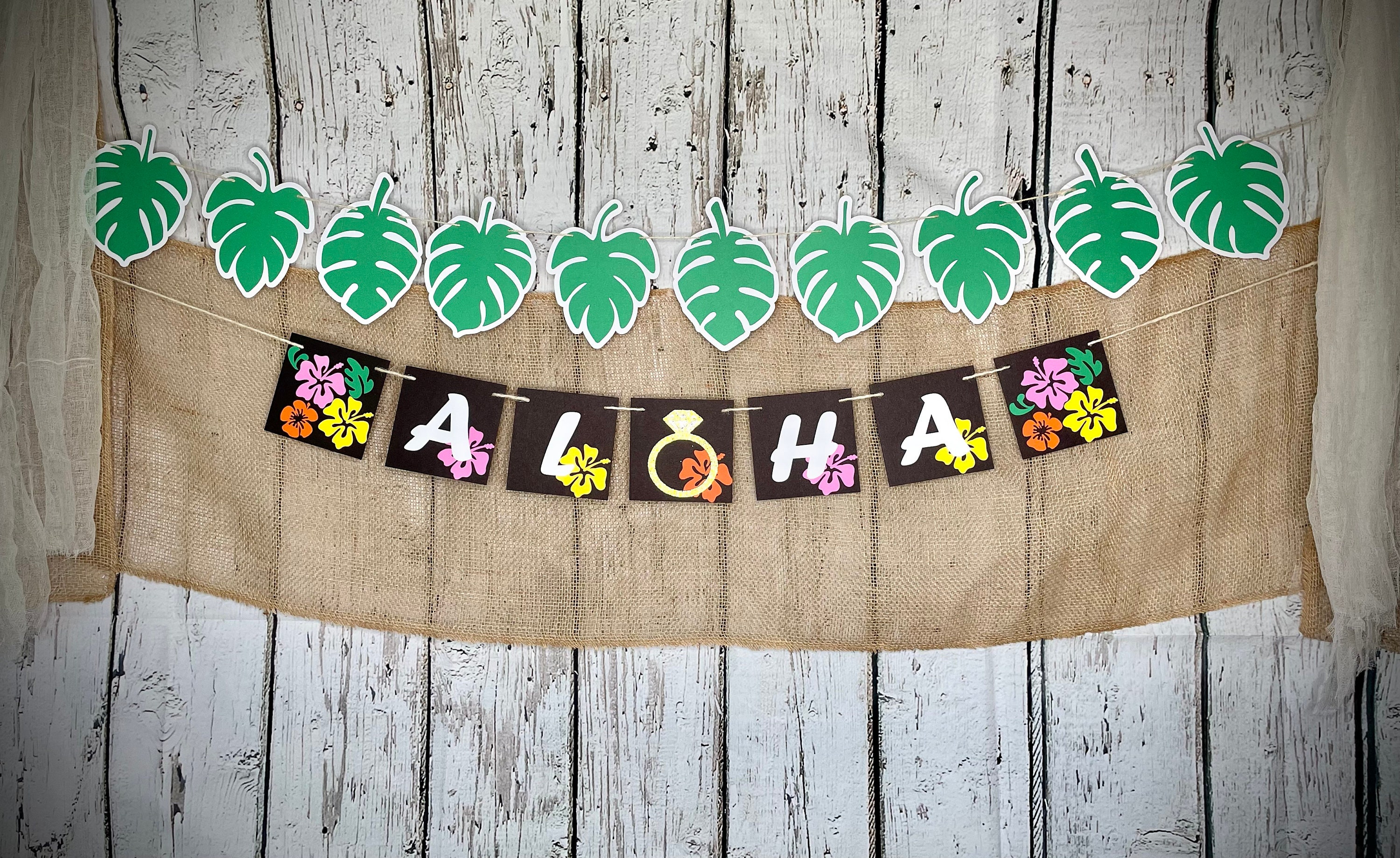 ALOHA Banner-Aloha Black/Ring Gold Garland-Fiesta hawaiana, Letrero ...