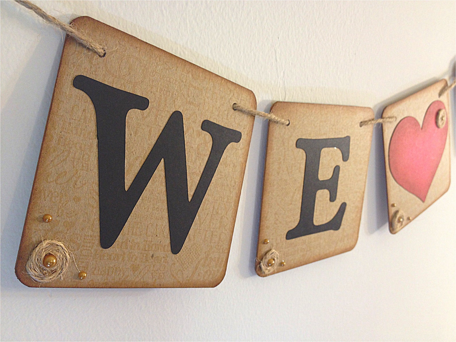 WE DO Chipboard Banner Sign Garland Wedding Sign Vintage Style Shabby ...