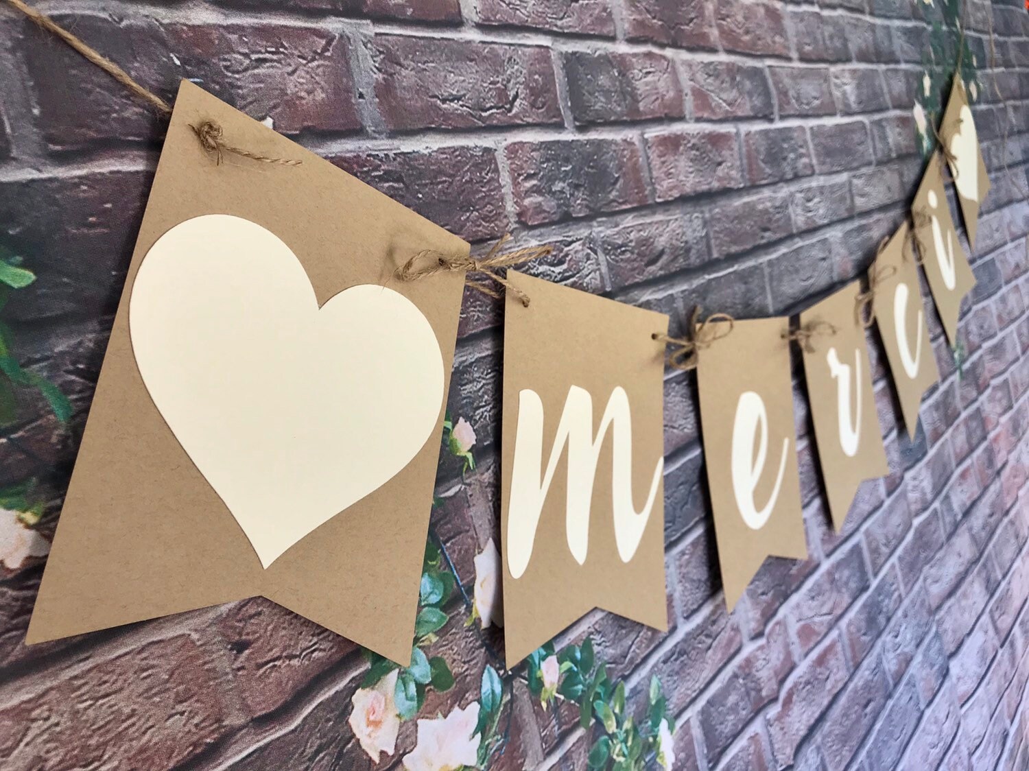 Merci Wedding Banner-thank You Banner-french - Etsy