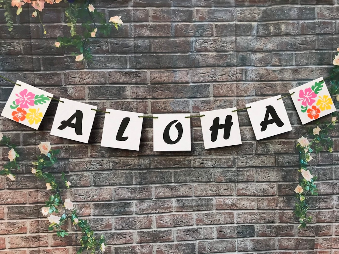 ALOHA Hawaiian Banner: Tropical Party Pennant - Etsy