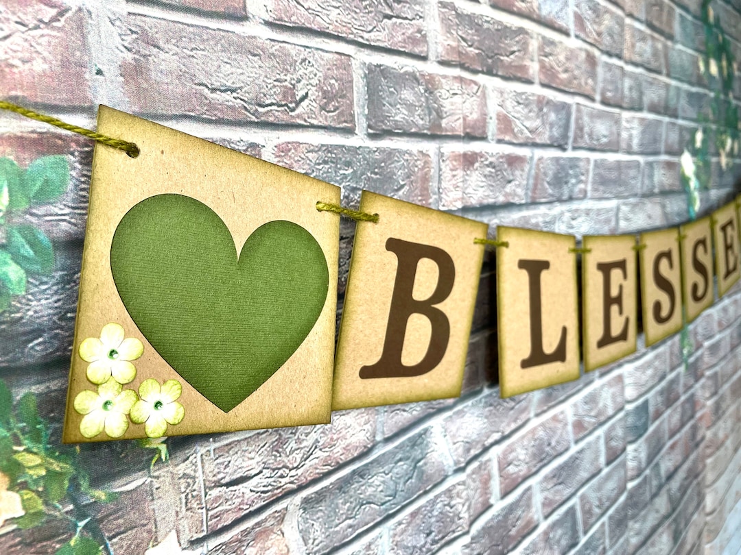 Blessed"banner-kraft-green-expresso Color-blessed Sign-blessed Decor ...