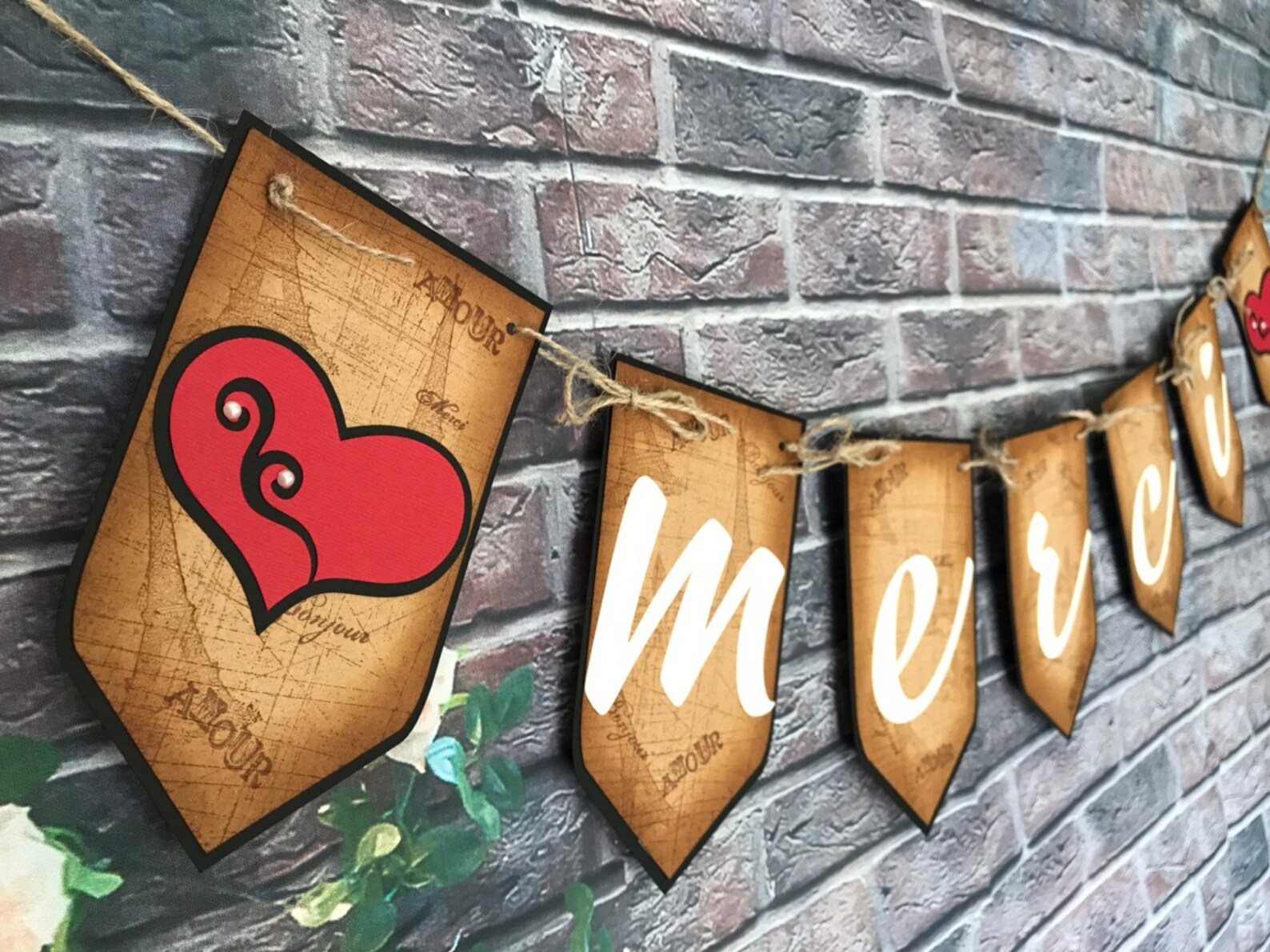 Merci Banner-wedding Banner-vintage Wedding Banner-shabby Chic Garland ...