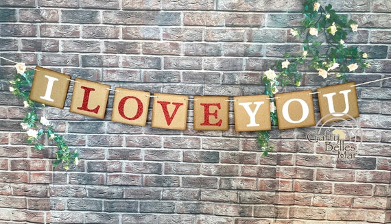 I LOVE You Banner-i Love You Sign-i Love You Rustic-red - Etsy