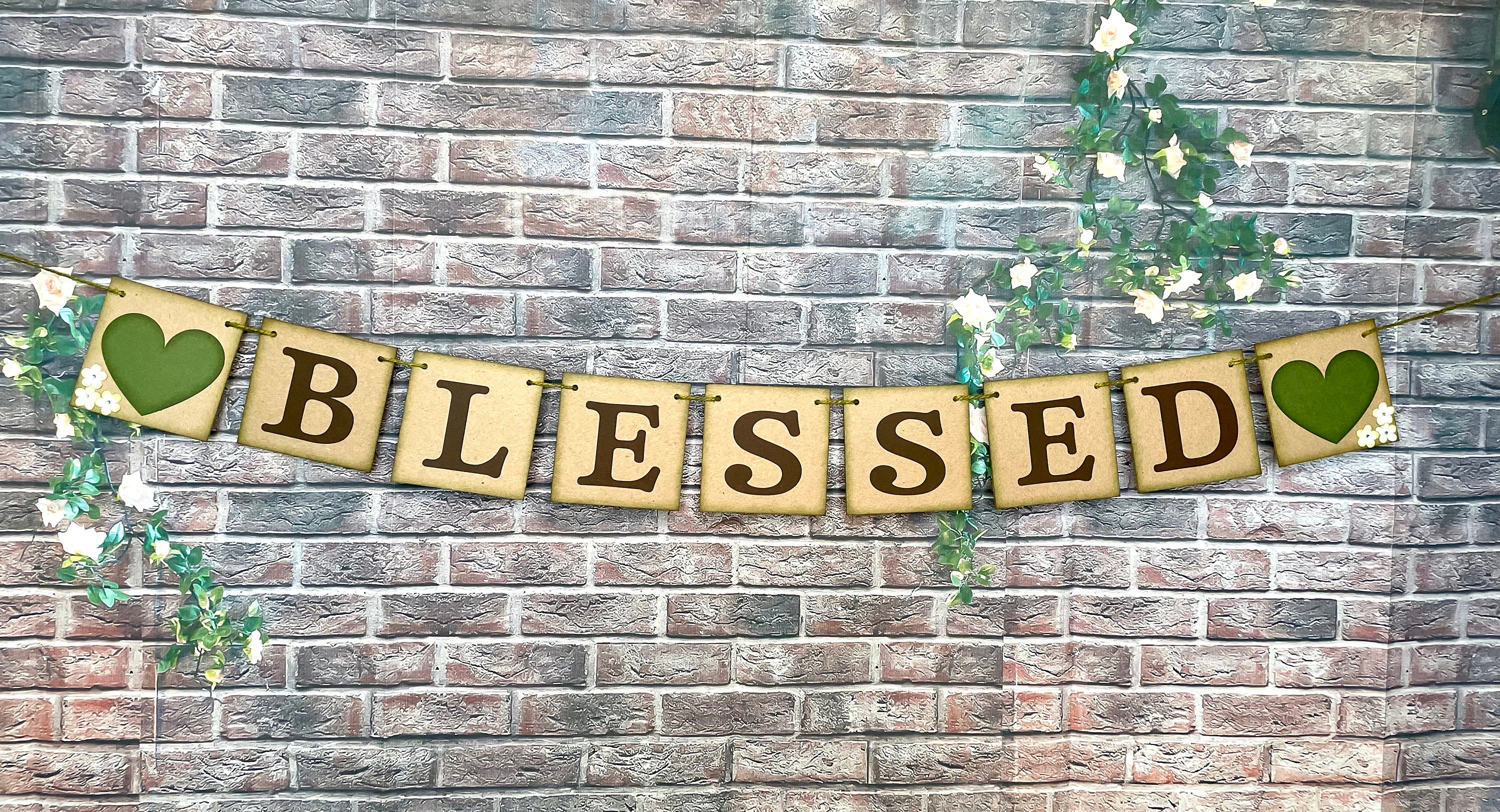 Blessedbanner-kraft-green-expresso Color-blessed Sign-blessed Decor ...