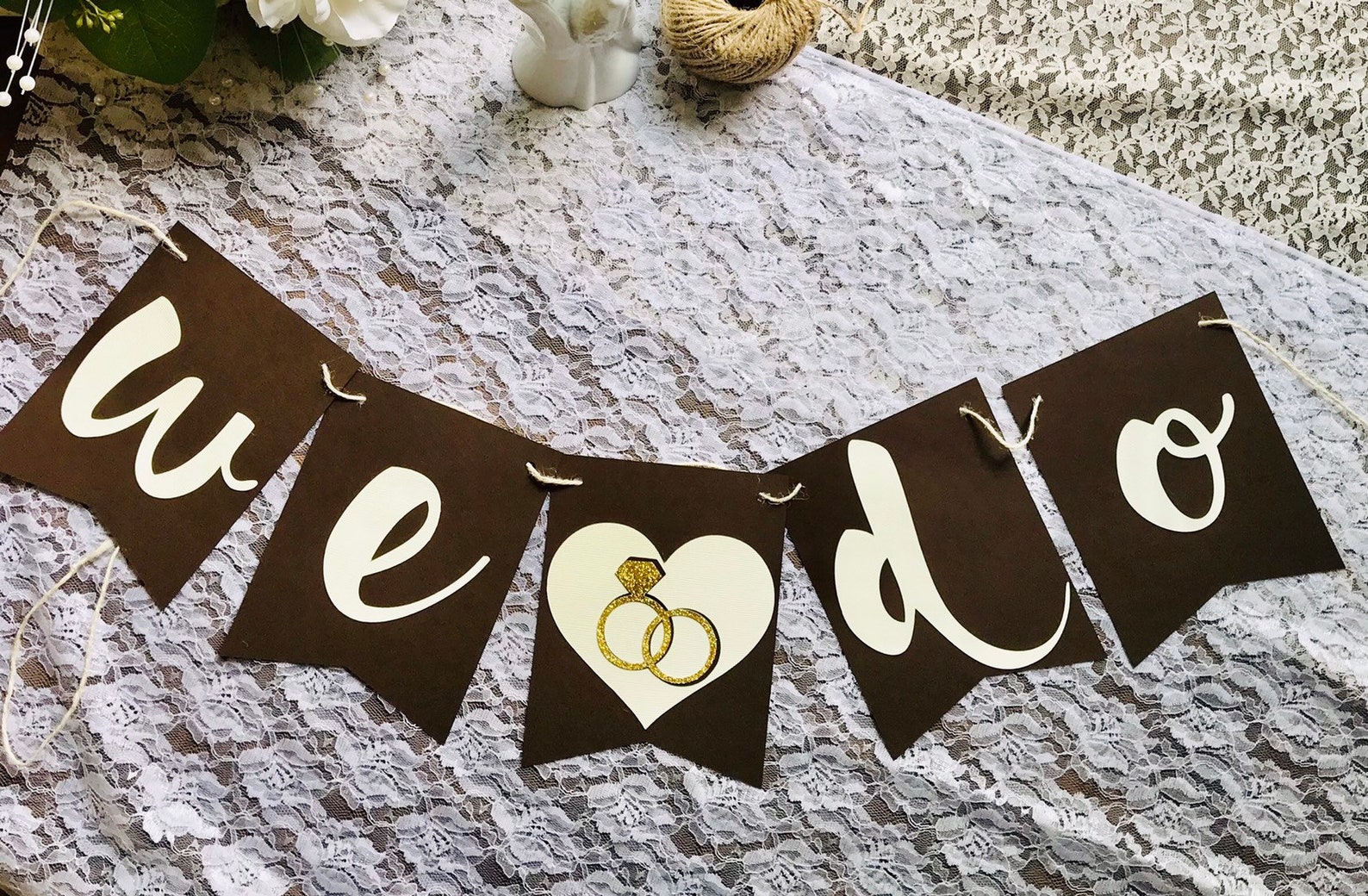 WE Do Banner Wedding Banner-dark Brown and Ivory-we Do Sign-just ...