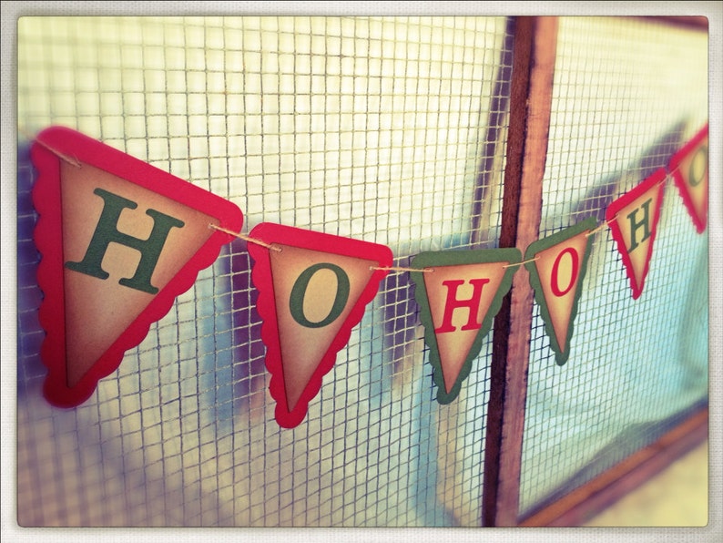 HO HO HO " Christmas Garland - Christmas Banner - Vintage Christmas ...