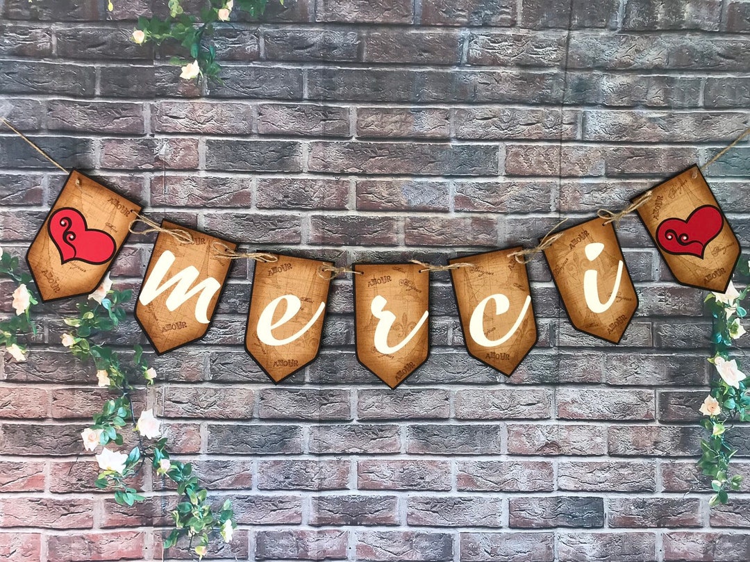 Merci" Banner-wedding Banner-vintage Wedding Banner-shabby Chic Garland ...