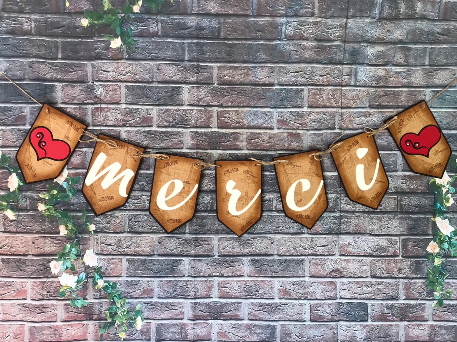 Merci Banner-wedding Banner-vintage Wedding Banner-shabby Chic Garland ...