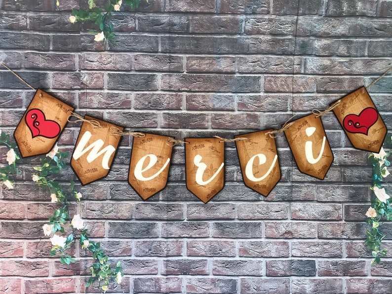 Merci Banner-wedding Banner-vintage Wedding Banner-shabby Chic Garland ...