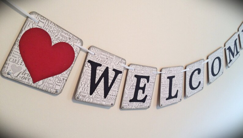 WELCOME Sign/banner 5 X 5 in Gray - Etsy
