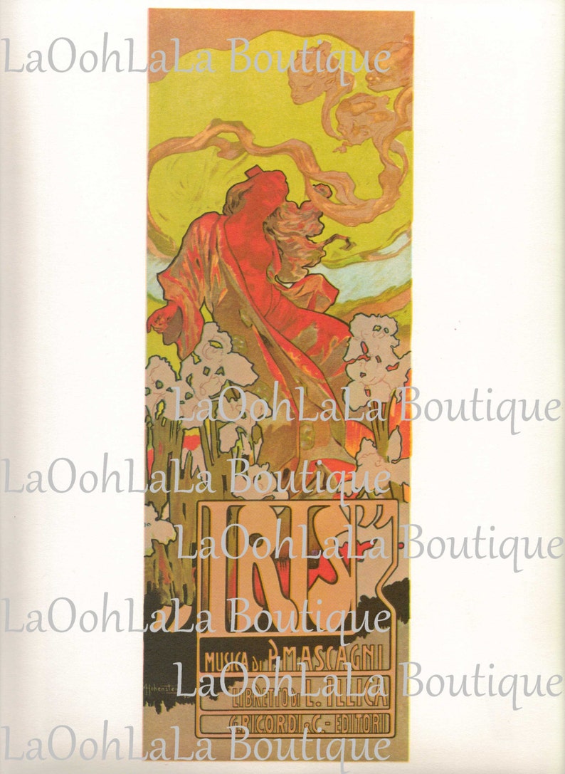 Prints 1898 Art Nouveau Digital Prints Adolfo Hohenstein Opera Iris ...