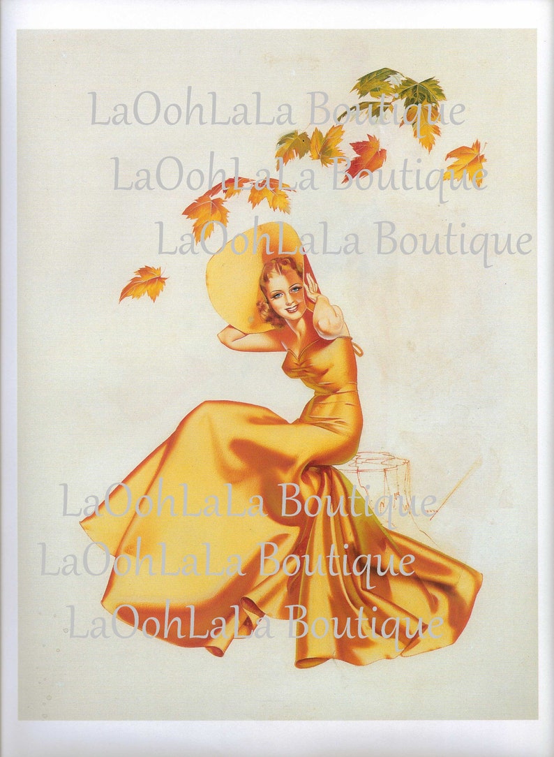 Lithographs Art & Collectibles Prints 1938 Autumn Winds Pinup & 1940 ...