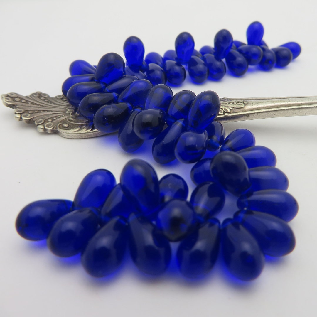 X Exquisite Color, Bulk Quantity ! Czech Glass Transparent COBALT BLUE ...