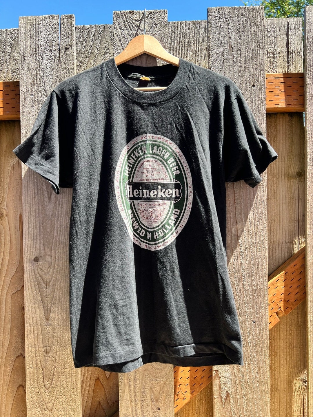Vintage 1980s Heineken Beer T Shirt Black Size Medium Single Stitch - Etsy