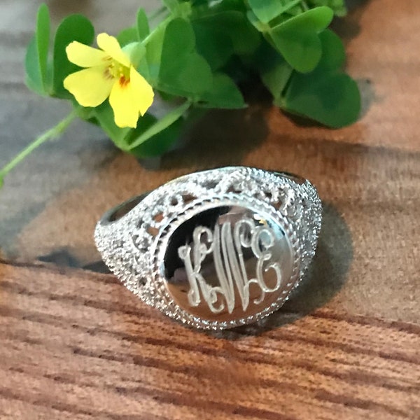 Monogram Ring - Etsy