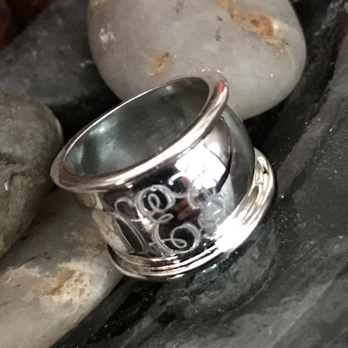 Sterling Silver Monogrammed Cigar Band Ring | Etsy