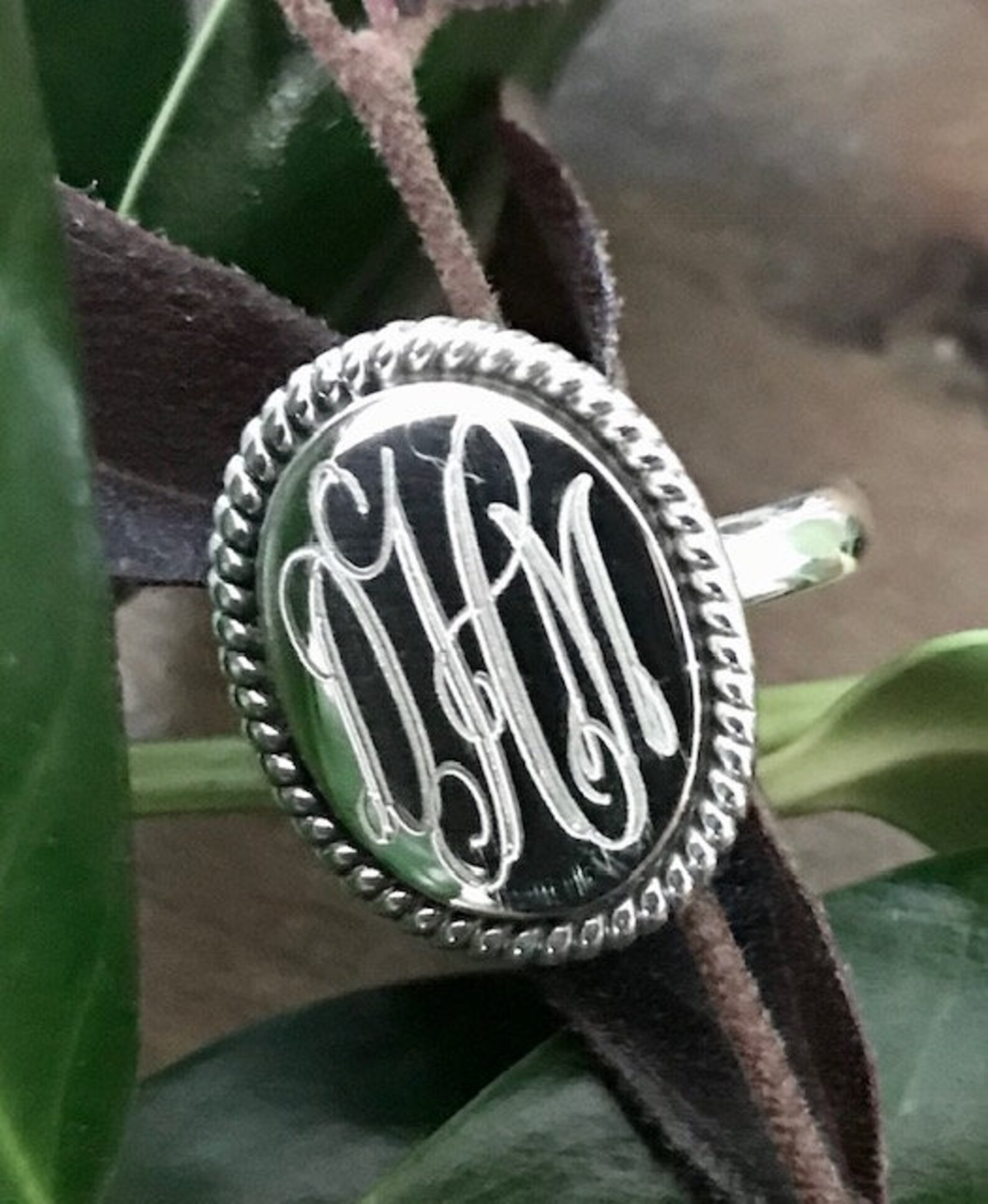 Sterling Silver Monogrammed Ring Oval With Rope Accent - Etsy