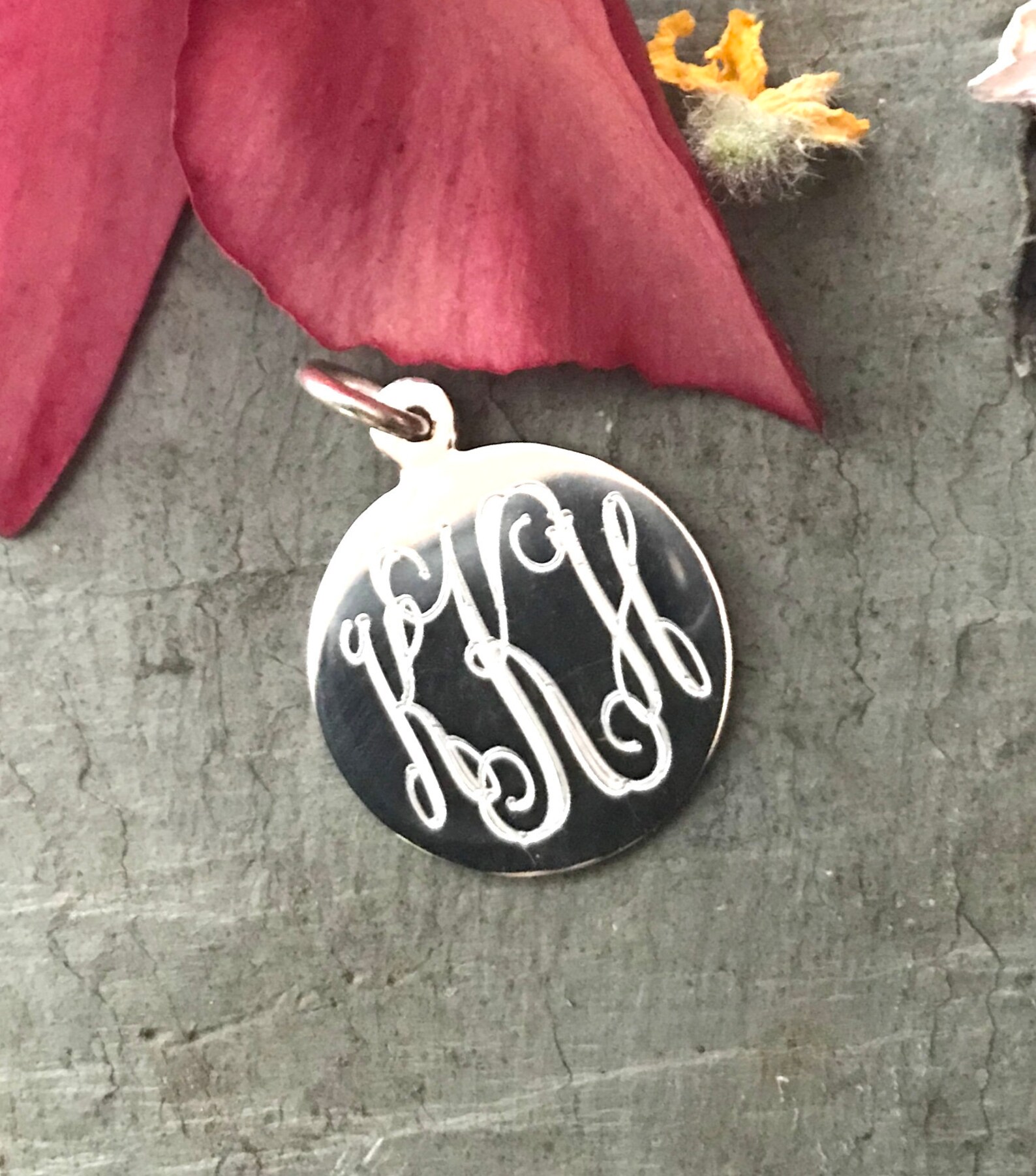 Sterling Silver Monogram Pendant - Etsy