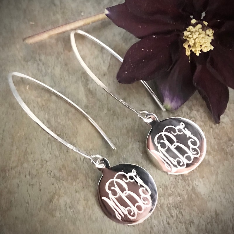 Long Monogram Earrings - Etsy