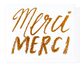 MERCI - THANKS Printable Greeting Card - Colorful Typography Modern ...