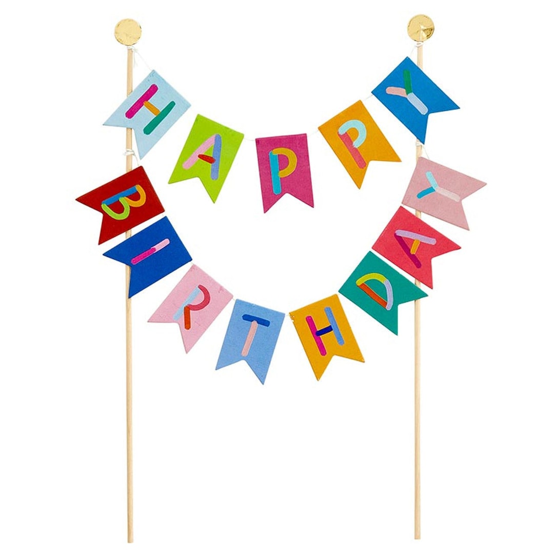 Happy Birthday Flags Garland Cake Topper - Etsy