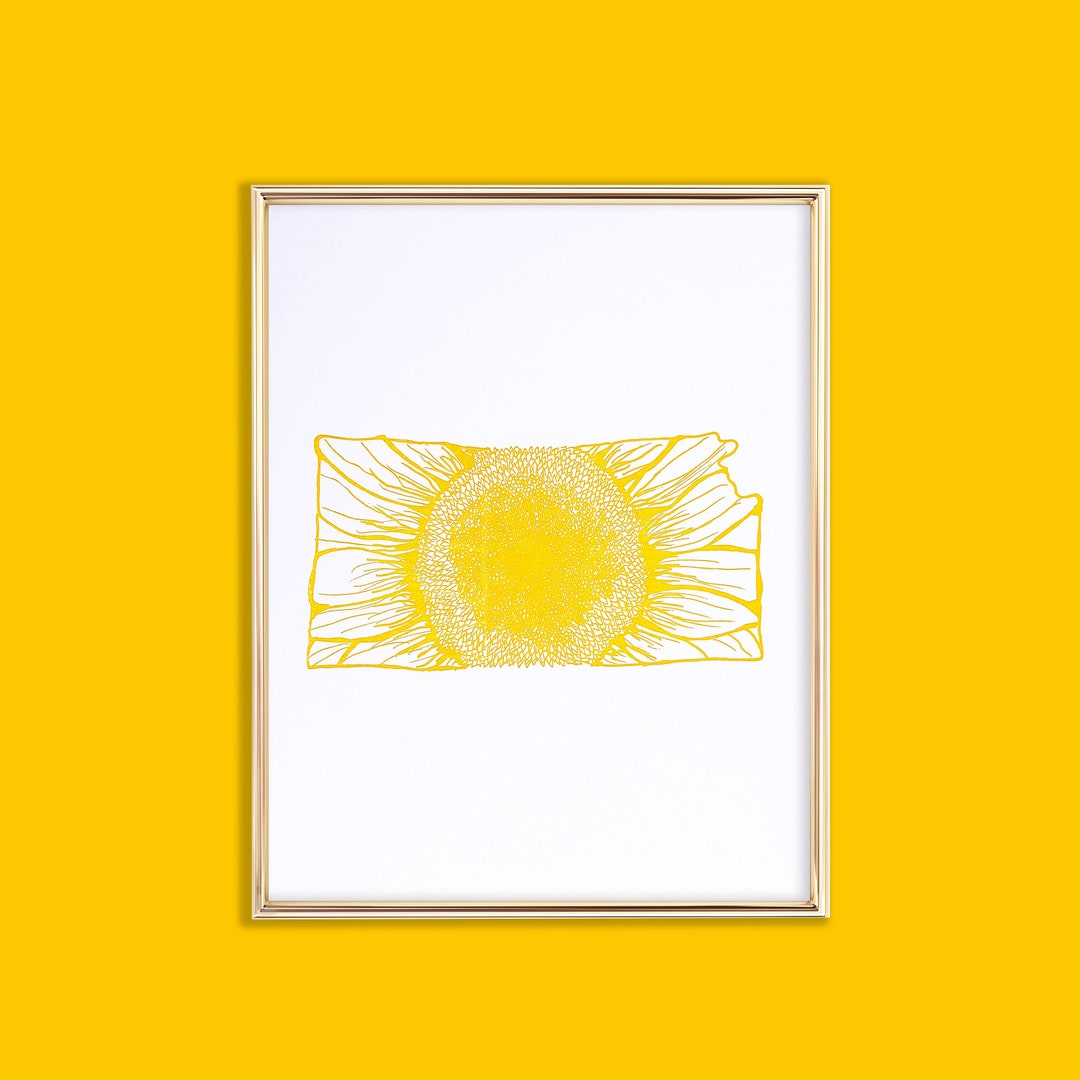 Kansas Sunflower State Flower Letterpress Art Print - Etsy