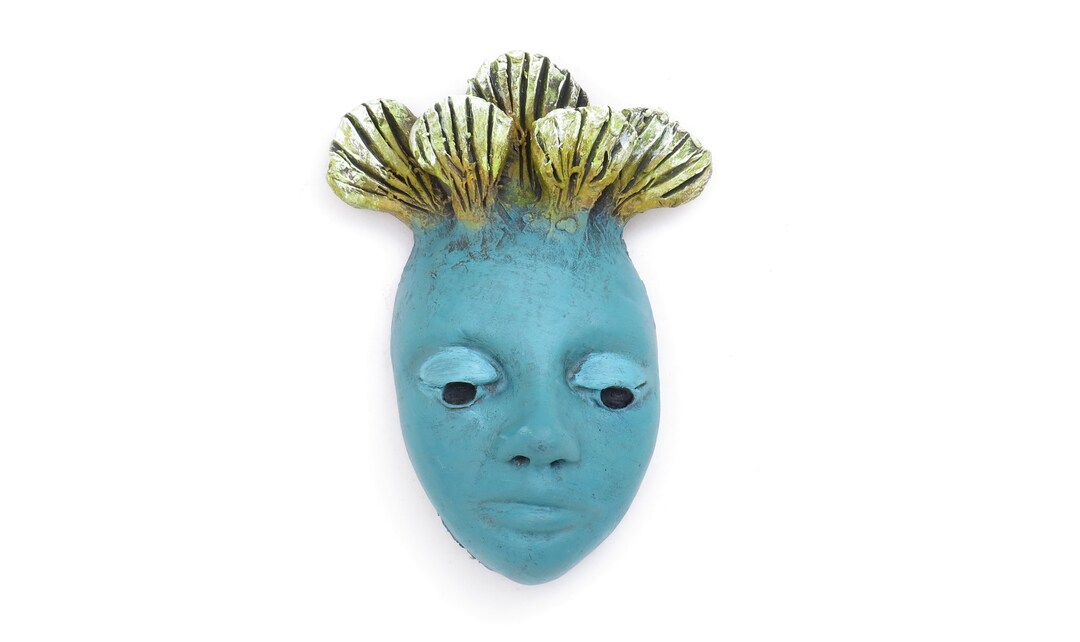 Title: Startled Awake Ceramic Face, wall art, Jacquline Hurlbert, one ...