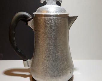 Guardian Service Coffee Percolator - 1950s 2 Piece Cast Aluminum W Wood ...