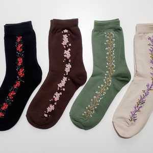CUTE Floral Pattern Socks | Lightweight Crew Socks | Sneaker Socks ...