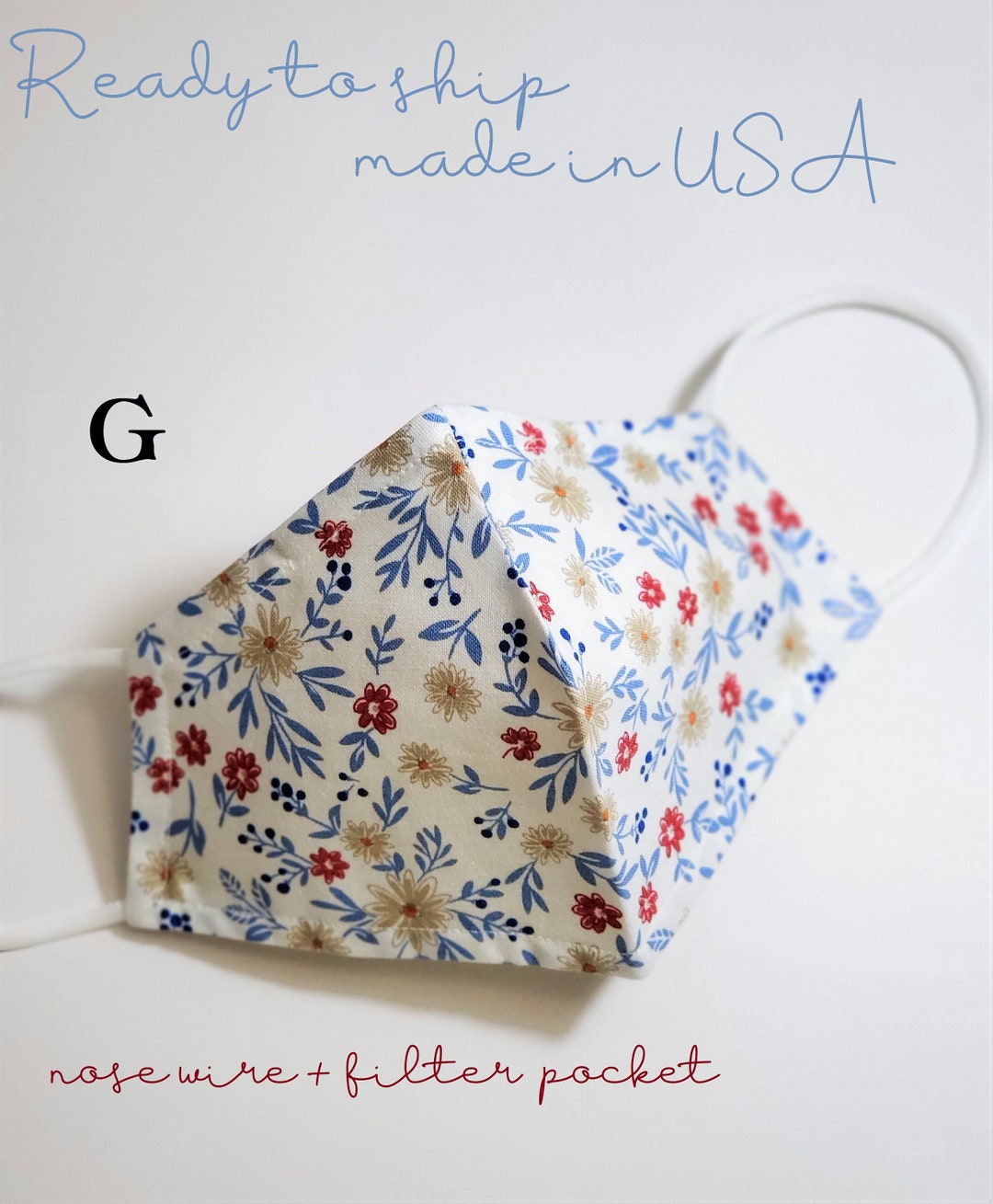 Face Mask /face Masks With Nose Wire and Filter Pocket/ 2 Layer ...