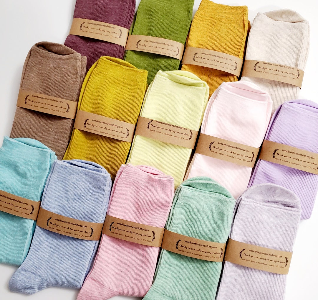 Cotton Socks Solid Lightweight Crew Socks sneaker Socks Unisex Socks ...