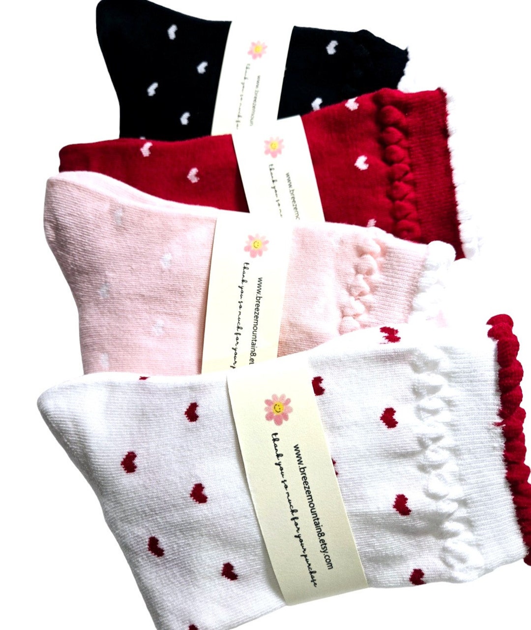 Heart Pattern Socks | Lightweight Crew Socks | Sneaker Socks | Cute ...