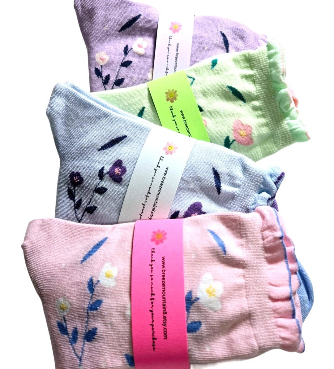 Floral Pattern Socks | Lightweight Crew Socks | Sneaker Socks | Floral ...